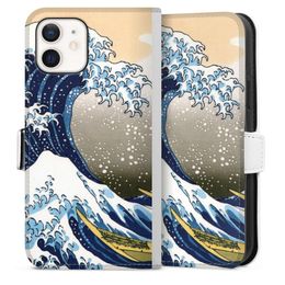 DeinDesign iPhone 12 Handy Klapph&uuml;lle Handyh&uuml;lle aus Kunst Leder wei&szlig; Flip Case Katsushika Hokusai Die Gro&szlig;e Welle Vor Kanagawa Kunst Sideflip mit Lasche