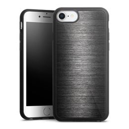 DeinDesign iPhone SE (2020) Handy Gallery Case Handyh&uuml;lle 9H Geh&auml;rtetes Glas R&uuml;ckseite H&uuml;lle Metal Metallic Look Anthracite Gallery Case