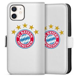 DeinDesign iPhone 12 Handy Klapph&uuml;lle Handyh&uuml;lle aus Kunst Leder wei&szlig; Flip Case Fc Bayern M&uuml;nchen Fcb Star Sideflip mit Lasche