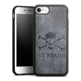 DeinDesign iPhone SE (2020) Handy Gallery Case Handyh&uuml;lle 9H Geh&auml;rtetes Glas R&uuml;ckseite H&uuml;lle Concrete Logo Fc St. Pauli Gallery Case