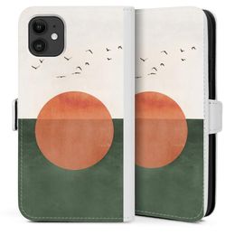 DeinDesign iPhone 11 Handy Klapph&uuml;lle Handyh&uuml;lle aus Kunst Leder wei&szlig; Flip Case Sunshine Bird Sunset Sideflip mit Lasche