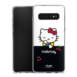DeinDesign Galaxy S10 Plus Handy Silikon H&uuml;lle Case transparent Handyh&uuml;lle Hello Kitty Cherry Official Licensed Product Silikon Case