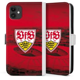 DeinDesign iPhone 11 Handy Klapph&uuml;lle Handyh&uuml;lle aus Kunst Leder wei&szlig; Flip Case Vfb Stuttgart Official Licensed Product Stadium Sideflip mit Lasche