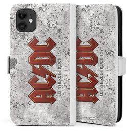 DeinDesign iPhone 11 Handy Klapph&uuml;lle Handyh&uuml;lle aus Kunst Leder wei&szlig; Flip Case Logo Acdc Merchandise Sideflip mit Lasche