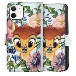 DeinDesign iPhone 12 Handy Klapph&uuml;lle Handyh&uuml;lle aus Kunst Leder wei&szlig; Flip Case Disney Bambi Flowers Sideflip mit Lasche