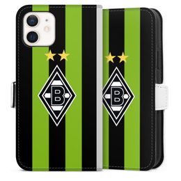 DeinDesign iPhone 12 Handy Klapph&uuml;lle Handyh&uuml;lle aus Kunst Leder wei&szlig; Flip Case Stripes Borussia M&ouml;nchengladbach Gladbach Sideflip mit Lasche