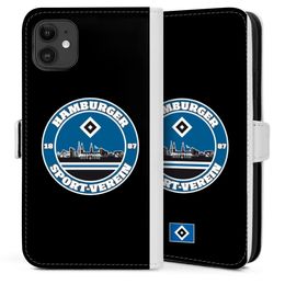 DeinDesign iPhone 11 Handy Klapph&uuml;lle Handyh&uuml;lle aus Kunst Leder wei&szlig; Flip Case Hsv Logo Hamburger Sv Sideflip mit Lasche