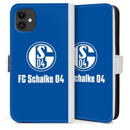 DeinDesign iPhone 11 Handy Klapph&uuml;lle Handyh&uuml;lle aus Kunst Leder wei&szlig; Flip Case Fc Schalke 04 Official Licensed Product Logo Sideflip mit Lasche