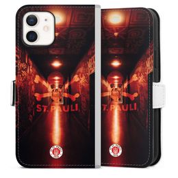 DeinDesign iPhone 12 Handy Klapph&uuml;lle Handyh&uuml;lle aus Kunst Leder wei&szlig; Flip Case Official Licensed Product Fc St. Pauli Sideflip mit Lasche