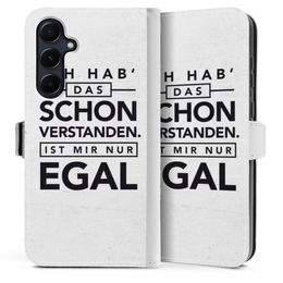 DeinDesign Galaxy A35 5G Handy Klapph&uuml;lle Handyh&uuml;lle aus Kunst Leder wei&szlig; Flip Case Spruch Sayings Statement Sideflip mit Lasche