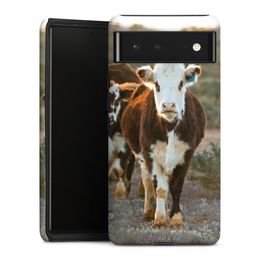 DeinDesign Google Pixel 6 Handy Panzer Handyh&uuml;lle robuste Outdoor H&uuml;lle Schutzh&uuml;lle matt Cow Farmer Calf Tough Case