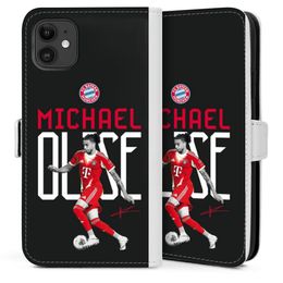 DeinDesign iPhone 11 Handy Klapph&uuml;lle Handyh&uuml;lle aus Kunst Leder wei&szlig; Flip Case Fc Bayern M&uuml;nchen Michael Olise Official Licensed Product Sideflip mit Lasche
