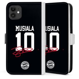 DeinDesign iPhone 11 Handy Klapph&uuml;lle Handyh&uuml;lle aus Kunst Leder wei&szlig; Flip Case Jamal Musiala Fcb Fc Bayern M&uuml;nchen Sideflip mit Lasche