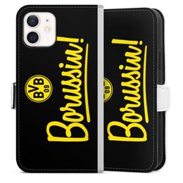 DeinDesign iPhone 12 Handy Klapph&uuml;lle Handyh&uuml;lle aus Kunst Leder wei&szlig; Flip Case Borussia Dortmund Bvb Soccer Sideflip mit Lasche