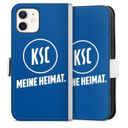 DeinDesign iPhone 12 Handy Klapph&uuml;lle Handyh&uuml;lle aus Kunst Leder wei&szlig; Flip Case Karlsruher Sc Statement Ksc Sideflip mit Lasche