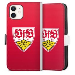 DeinDesign iPhone 12 Handy Klapph&uuml;lle Handyh&uuml;lle aus Kunst Leder wei&szlig; Flip Case Vfb Stuttgart Official Licensed Product Logo Sideflip mit Lasche