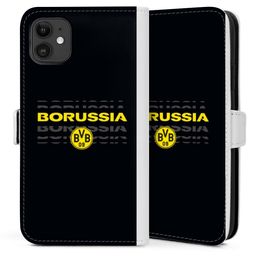 DeinDesign iPhone 11 Handy Klapph&uuml;lle Handyh&uuml;lle aus Kunst Leder wei&szlig; Flip Case Bvb Official Licensed Product Borussia Dortmund Sideflip mit Lasche