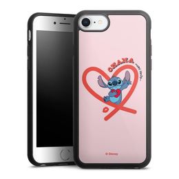 DeinDesign iPhone SE (2020) Handy Gallery Case Handyh&uuml;lle 9H Geh&auml;rtetes Glas R&uuml;ckseite H&uuml;lle Lilo & Stitch Heart Disney Gallery Case
