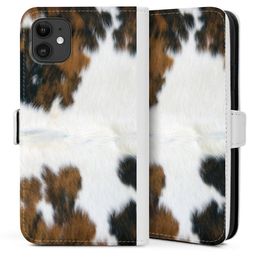 DeinDesign iPhone 11 Handy Klapph&uuml;lle Handyh&uuml;lle aus Kunst Leder wei&szlig; Flip Case Cow Fur Cow Skin Sideflip mit Lasche