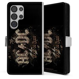 DeinDesign Galaxy S25 Ultra Handy Klapph&uuml;lle Handyh&uuml;lle aus Kunst Leder wei&szlig; Flip Case Rock Or Bust Official Licensed Product Acdc Sideflip mit Lasche