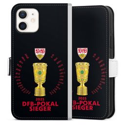 DeinDesign iPhone 12 Handy Klapph&uuml;lle Handyh&uuml;lle aus Kunst Leder wei&szlig; Flip Case Trophy Official Licensed Product Vfb Stuttgart Sideflip mit Lasche