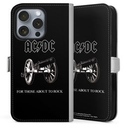 DeinDesign iPhone 16 Pro Max Handy Klapph&uuml;lle Handyh&uuml;lle aus Kunst Leder wei&szlig; Flip Case Music Acdc Merchandise Sideflip mit Lasche