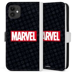DeinDesign iPhone 11 Handy Klapph&uuml;lle Handyh&uuml;lle aus Kunst Leder wei&szlig; Flip Case Logo Marvel Comic Sideflip mit Lasche