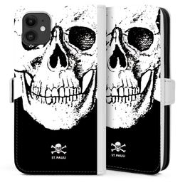 DeinDesign iPhone 11 Handy Klapph&uuml;lle Handyh&uuml;lle aus Kunst Leder wei&szlig; Flip Case Totenkopf Fc St. Pauli Official Licensed Product Sideflip mit Lasche