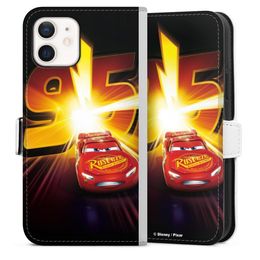 DeinDesign iPhone 12 Handy Klapph&uuml;lle Handyh&uuml;lle aus Kunst Leder wei&szlig; Flip Case Official Licensed Product Cars Lightning Mcqueen 95 Sideflip mit Lasche