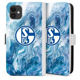 DeinDesign iPhone 11 Handy Klapph&uuml;lle Handyh&uuml;lle aus Kunst Leder wei&szlig; Flip Case Logo Fc Schalke 04 Merchandise Sideflip mit Lasche