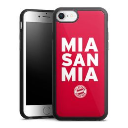 DeinDesign iPhone SE (2020) Handy Gallery Case Handyh&uuml;lle 9H Geh&auml;rtetes Glas R&uuml;ckseite H&uuml;lle Fc Bayern M&uuml;nchen Mia San Mia Fcb Gallery Case