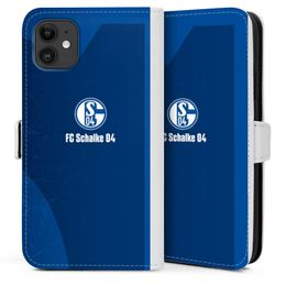 DeinDesign iPhone 11 Handy Klapph&uuml;lle Handyh&uuml;lle aus Kunst Leder wei&szlig; Flip Case Official Licensed Product Bundesliga Fc Schalke 04 Sideflip mit Lasche