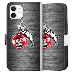 DeinDesign iPhone 12 Handy Klapph&uuml;lle Handyh&uuml;lle aus Kunst Leder wei&szlig; Flip Case Official Licensed Product Metallic Look 1. Fc K&ouml;ln Sideflip mit Lasche