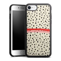 DeinDesign iPhone SE (2020) Handy Gallery Case Handyh&uuml;lle 9H Geh&auml;rtetes Glas R&uuml;ckseite H&uuml;lle Stripes Kunst Points Gallery Case
