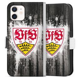 DeinDesign iPhone 12 Handy Klapph&uuml;lle Handyh&uuml;lle aus Kunst Leder wei&szlig; Flip Case Official Licensed Product Vfb Stuttgart Bundesliga Sideflip mit Lasche