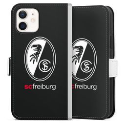 DeinDesign iPhone 12 Handy Klapph&uuml;lle Handyh&uuml;lle aus Kunst Leder wei&szlig; Flip Case Sc Freiburg Official Licensed Product Coat Of Arms Sideflip mit Lasche
