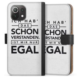 DeinDesign Xiaomi Mi 11 Lite 5G Handy Klapph&uuml;lle Handyh&uuml;lle aus Kunst Leder schwarz Flip Case Spruch Sayings Statement Sideflip mit langer Lasche