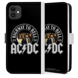 DeinDesign iPhone 11 Handy Klapph&uuml;lle Handyh&uuml;lle aus Kunst Leder wei&szlig; Flip Case Acdc Official Licensed Product Rock Sideflip mit Lasche