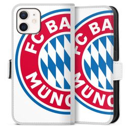 DeinDesign iPhone 12 Handy Klapph&uuml;lle Handyh&uuml;lle aus Kunst Leder wei&szlig; Flip Case Logo Fc Bayern M&uuml;nchen Fcb Sideflip mit Lasche