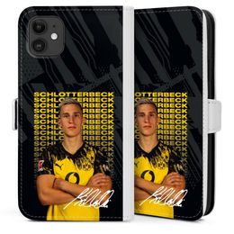 DeinDesign iPhone 11 Handy Klapph&uuml;lle Handyh&uuml;lle aus Kunst Leder wei&szlig; Flip Case Borussia Dortmund Nico Schlotterbeck Bvb Sideflip mit Lasche