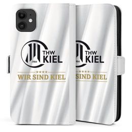 DeinDesign iPhone 11 Handy Klapph&uuml;lle Handyh&uuml;lle aus Kunst Leder wei&szlig; Flip Case Official Licensed Product Thw Kiel Handball Sideflip mit Lasche