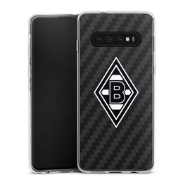 DeinDesign Galaxy S10 Plus Handy Silikon H&uuml;lle Case transparent Handyh&uuml;lle Borussia M&ouml;nchengladbach Carbon Gladbach Silikon Case