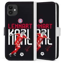 DeinDesign iPhone 11 Handy Klapph&uuml;lle Handyh&uuml;lle aus Kunst Leder wei&szlig; Flip Case Official Licensed Product Fcb Lennart Karl Sideflip mit Lasche