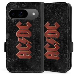 DeinDesign Google Pixel 9 Handy Klapph&uuml;lle Handyh&uuml;lle aus Kunst Leder schwarz Flip Case Acdc Logo Merchandise Sideflip mit Lasche