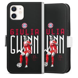 DeinDesign iPhone 12 Handy Klapph&uuml;lle Handyh&uuml;lle aus Kunst Leder wei&szlig; Flip Case Fc Bayern M&uuml;nchen Official Licensed Product Giulia Gwinn Sideflip mit Lasche