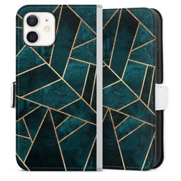 DeinDesign iPhone 12 Handy Klapph&uuml;lle Handyh&uuml;lle aus Kunst Leder wei&szlig; Flip Case Elisabeth Fredriksson Gold & Copper Stone Sideflip mit Lasche