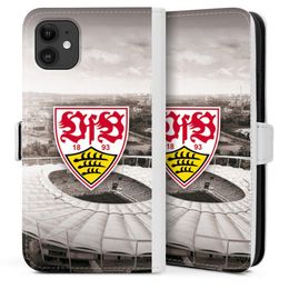 DeinDesign iPhone 11 Handy Klapph&uuml;lle Handyh&uuml;lle aus Kunst Leder wei&szlig; Flip Case Official Licensed Product Vfb Stuttgart Stadium Sideflip mit Lasche