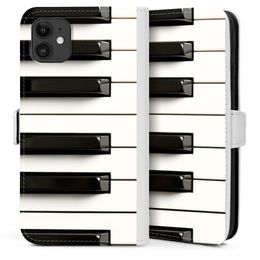 DeinDesign iPhone 11 Handy Klapph&uuml;lle Handyh&uuml;lle aus Kunst Leder wei&szlig; Flip Case Klavier Music Piano Sideflip mit Lasche