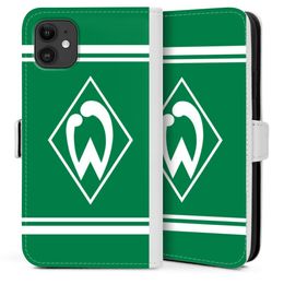 DeinDesign iPhone 11 Handy Klapph&uuml;lle Handyh&uuml;lle aus Kunst Leder wei&szlig; Flip Case Sv Werder Bremen Official Licensed Product Logo Sideflip mit Lasche