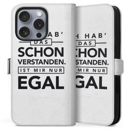 DeinDesign iPhone 16 Pro Max Handy Klapph&uuml;lle Handyh&uuml;lle aus Kunst Leder wei&szlig; Flip Case Spruch Sayings Statement Sideflip mit Lasche